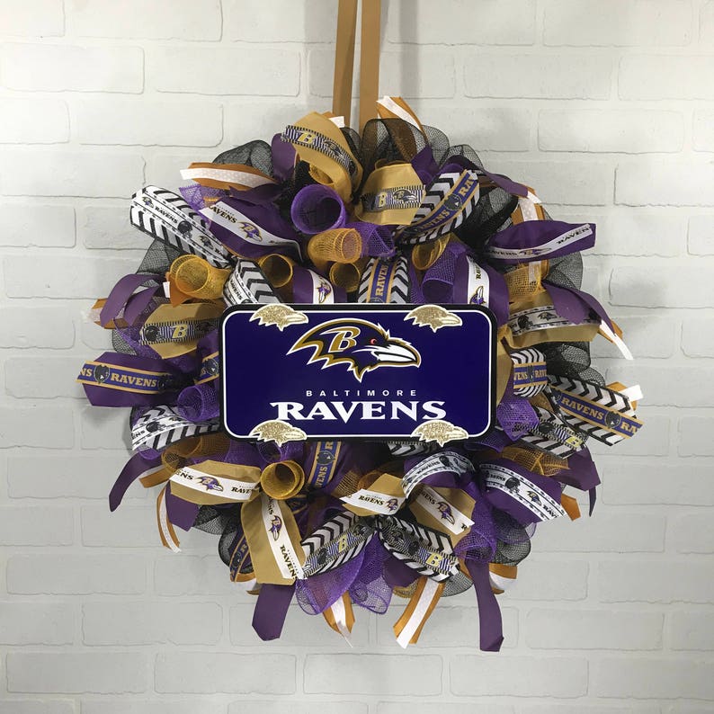 Baltimore Ravens Deco Mesh Wreath Baltimore Ribbon | Etsy