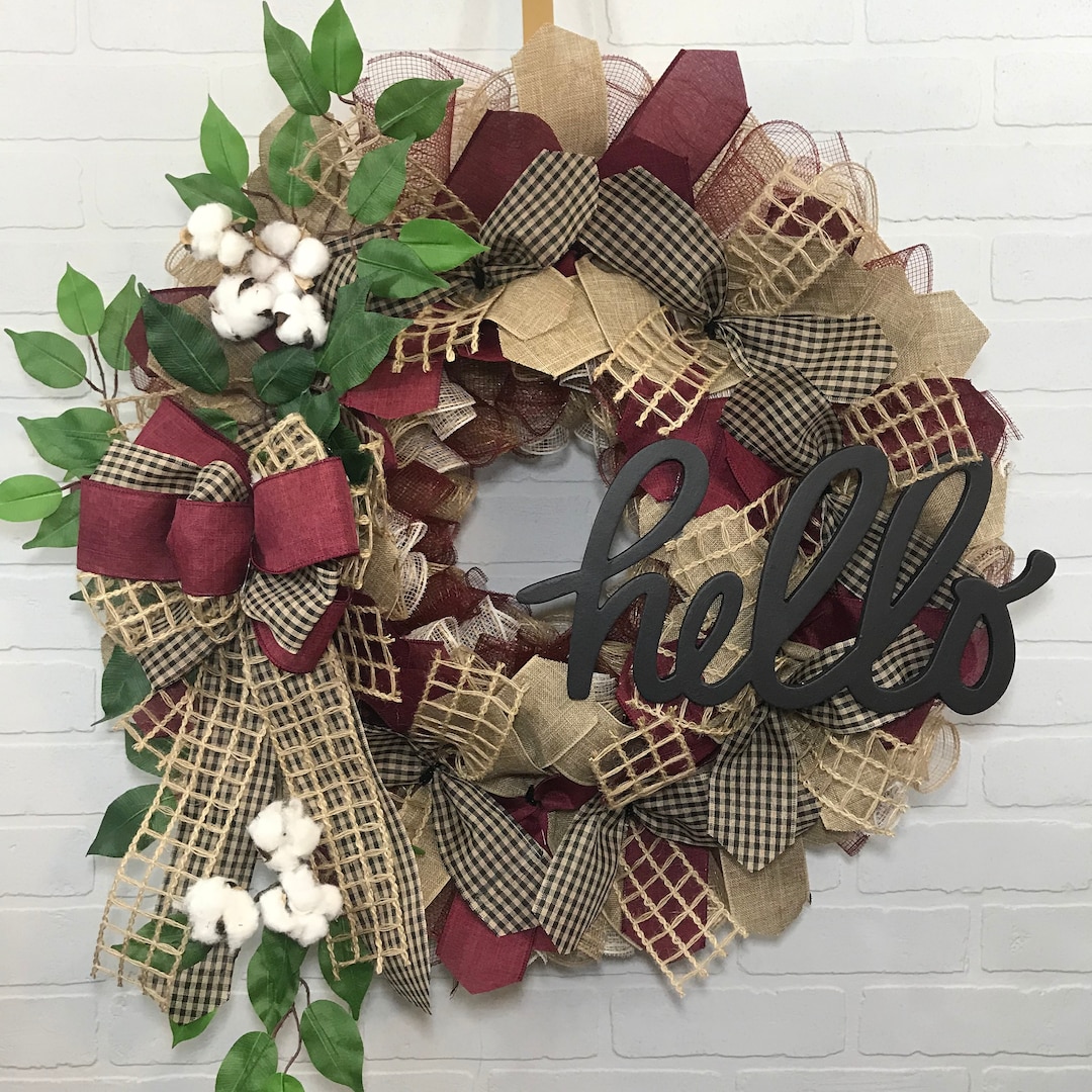 Hello Wreath, Farmhouse Decor, Everyday Wreath, Year Round Wreath ...