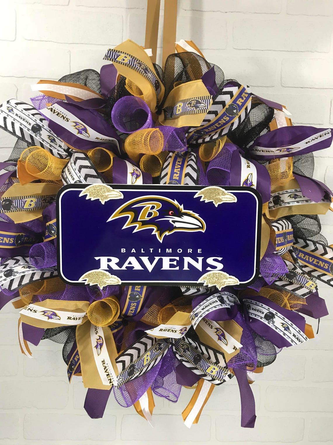 Baltimore Ravens Deco Mesh Wreath Baltimore Ribbon | Etsy