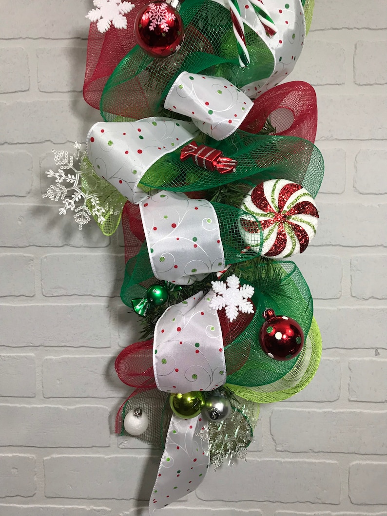 Christmas Door Swag Winter Door Swag Christmas Mesh Swag - Etsy