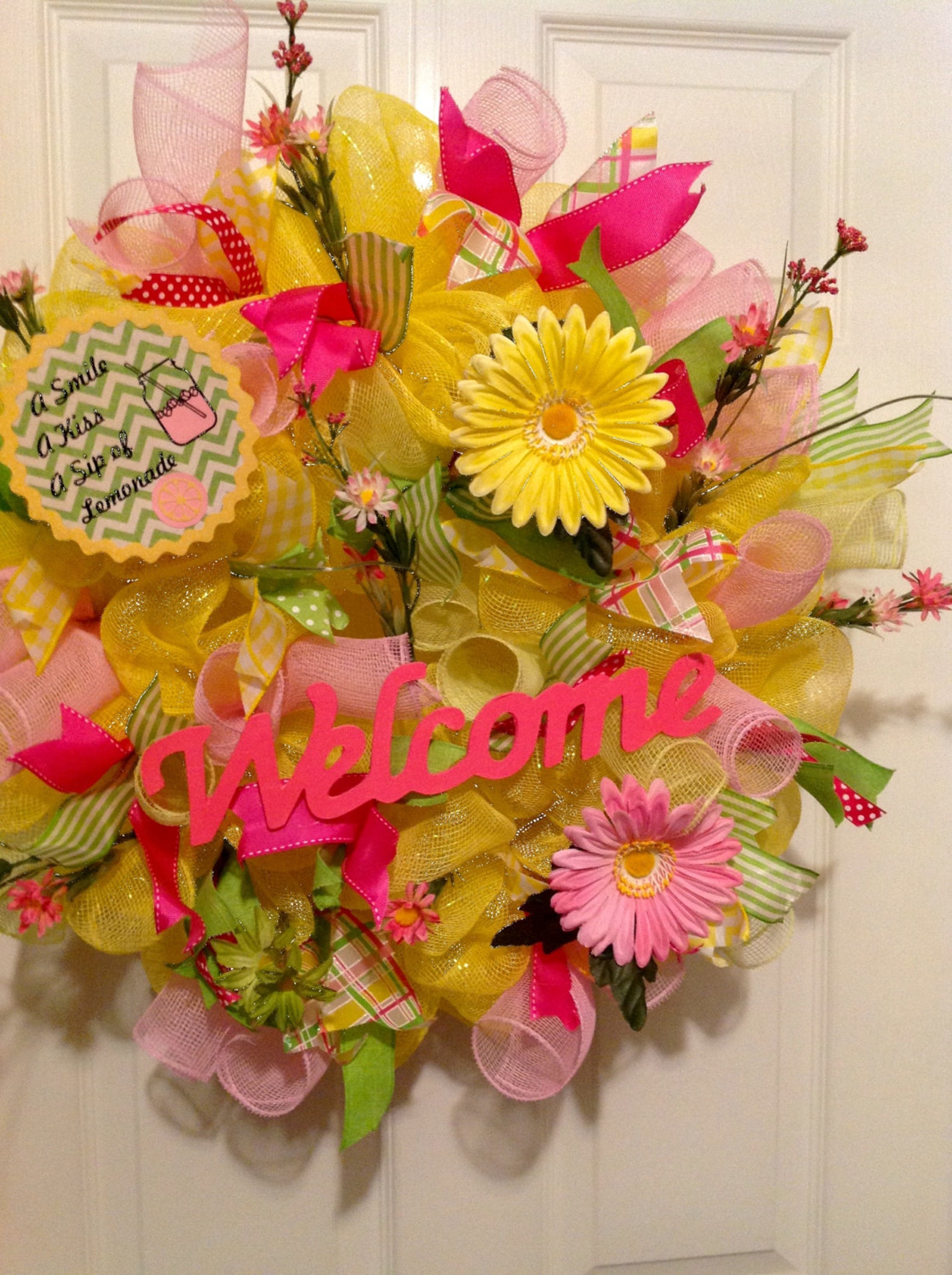 Spring Deco Mesh Wreath Summer Deco Mesh Wreath Spring | Etsy