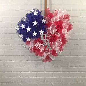 Patriotic Wreath, Patriotic Deco Mesh, 4th of July, Memorial Day, Labor ...