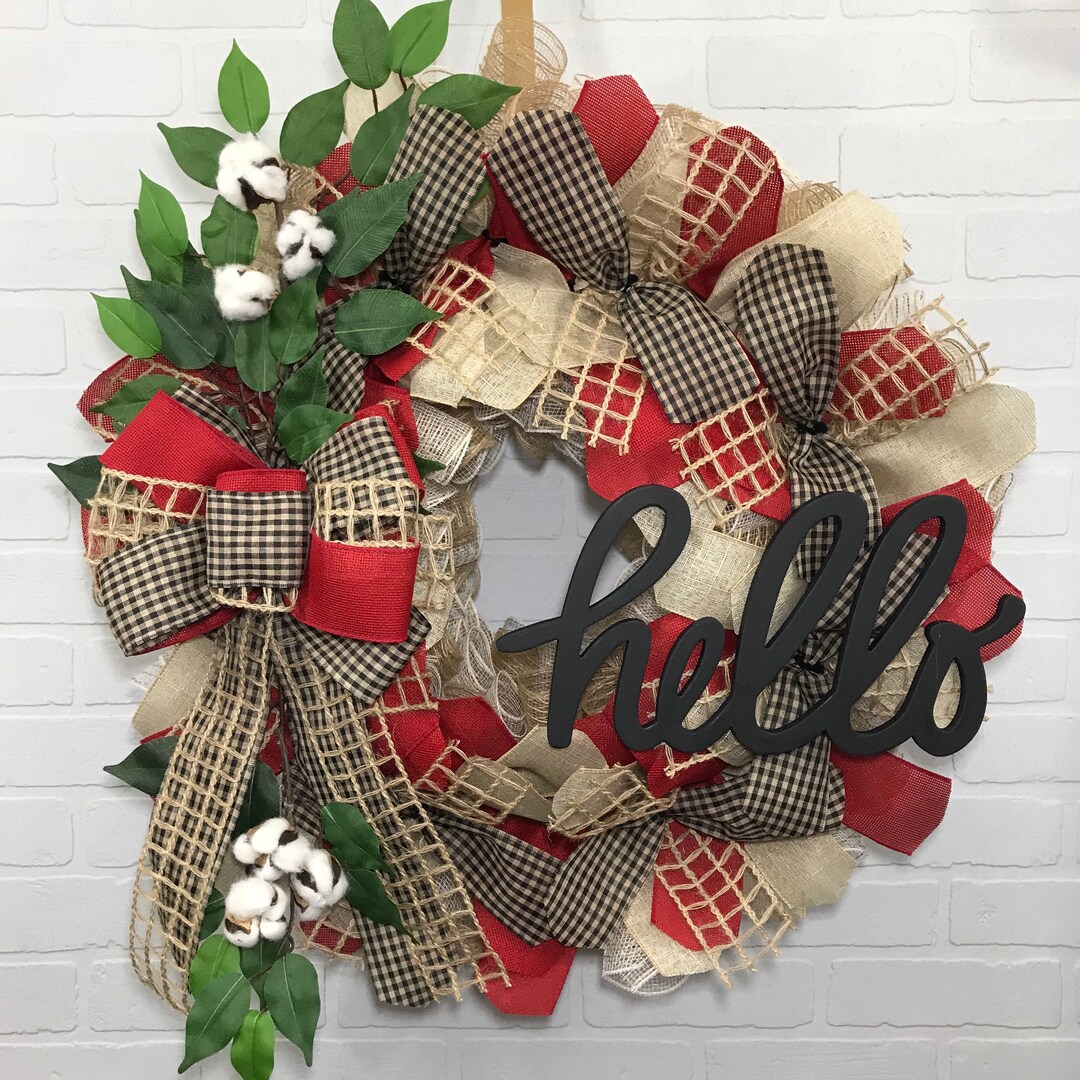 Hello Wreath, Farmhouse Decor, Everyday Wreath, Year Round Wreath ...