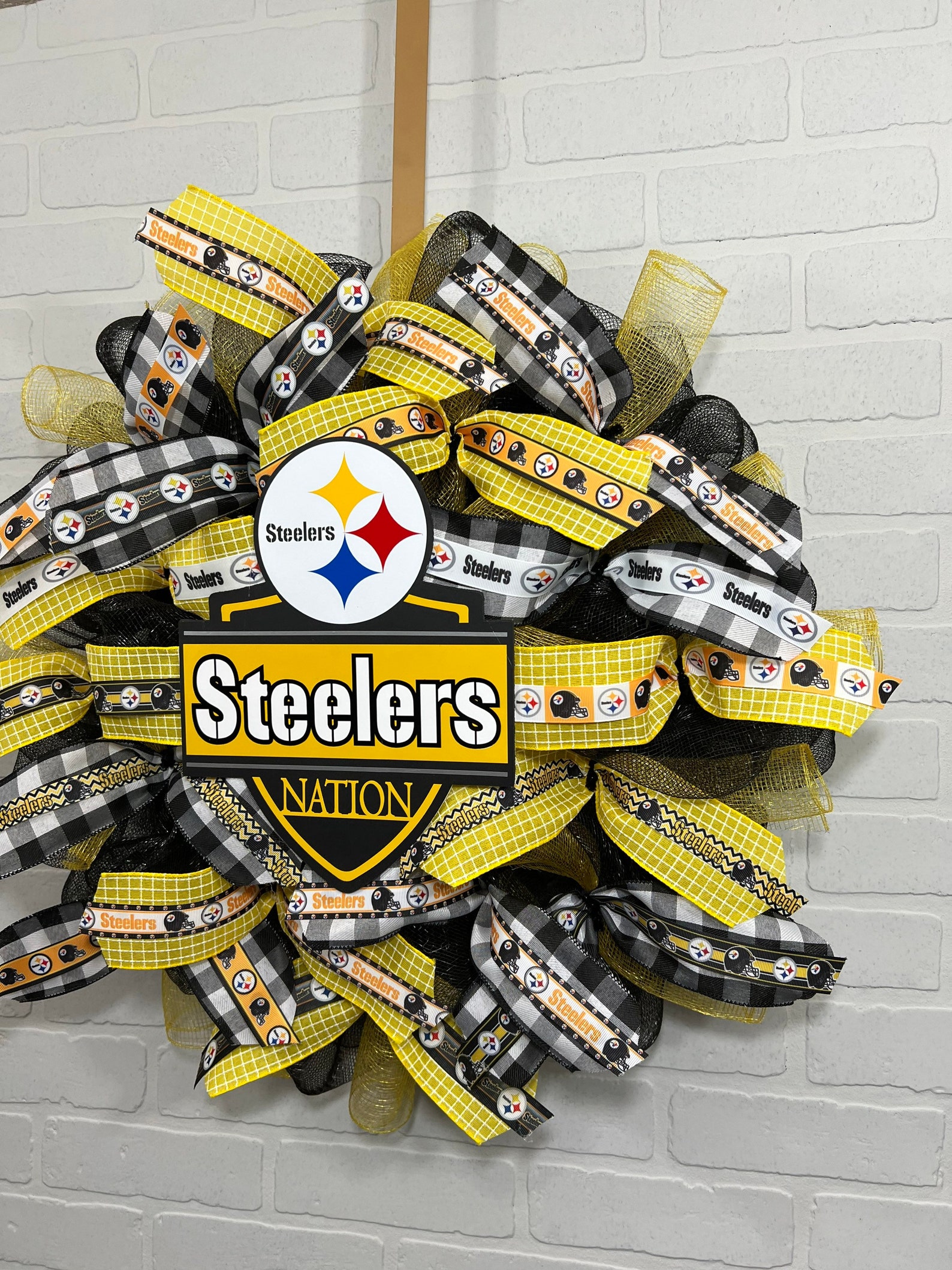 Steeler Wreath Steeler Deco Mesh Wreath Steeler Ribbon - Etsy