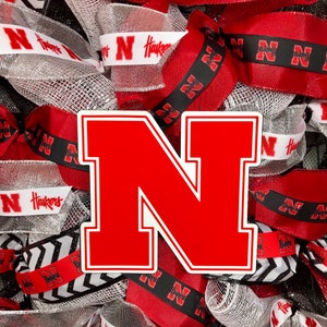 Nebraska Door Wreath, Nebraska Huskers Mesh Wreath, Nebraska ...