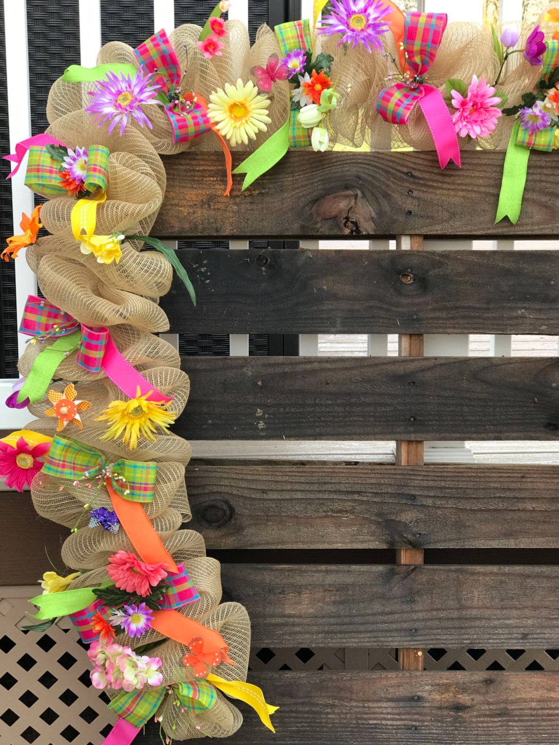9ft Spring Deco Mesh Garland, Summer Garland, Summer Mantle, Summer ...
