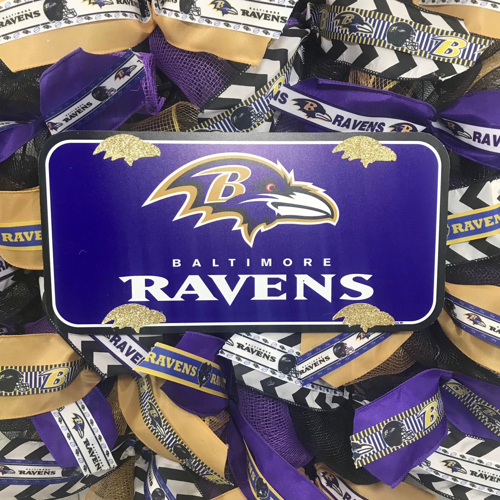 Baltimore Ravens Deco Mesh Wreath Baltimore Ribbon | Etsy