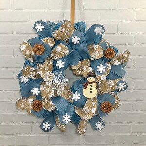 Farmhouse Winter Wreath. Winter Wreath, Christmas Wreath, Denim Burlap ...