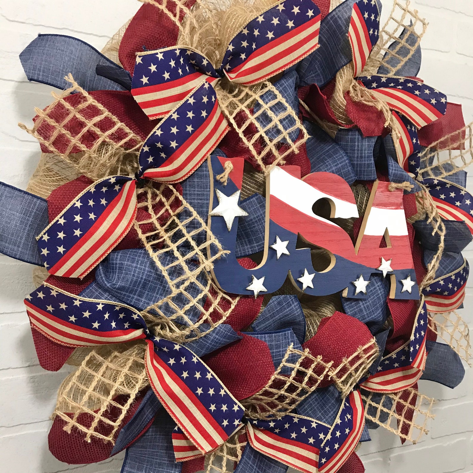 Patriotic Wreath Spring Wreath Summer 4th of July Wreath | Etsy