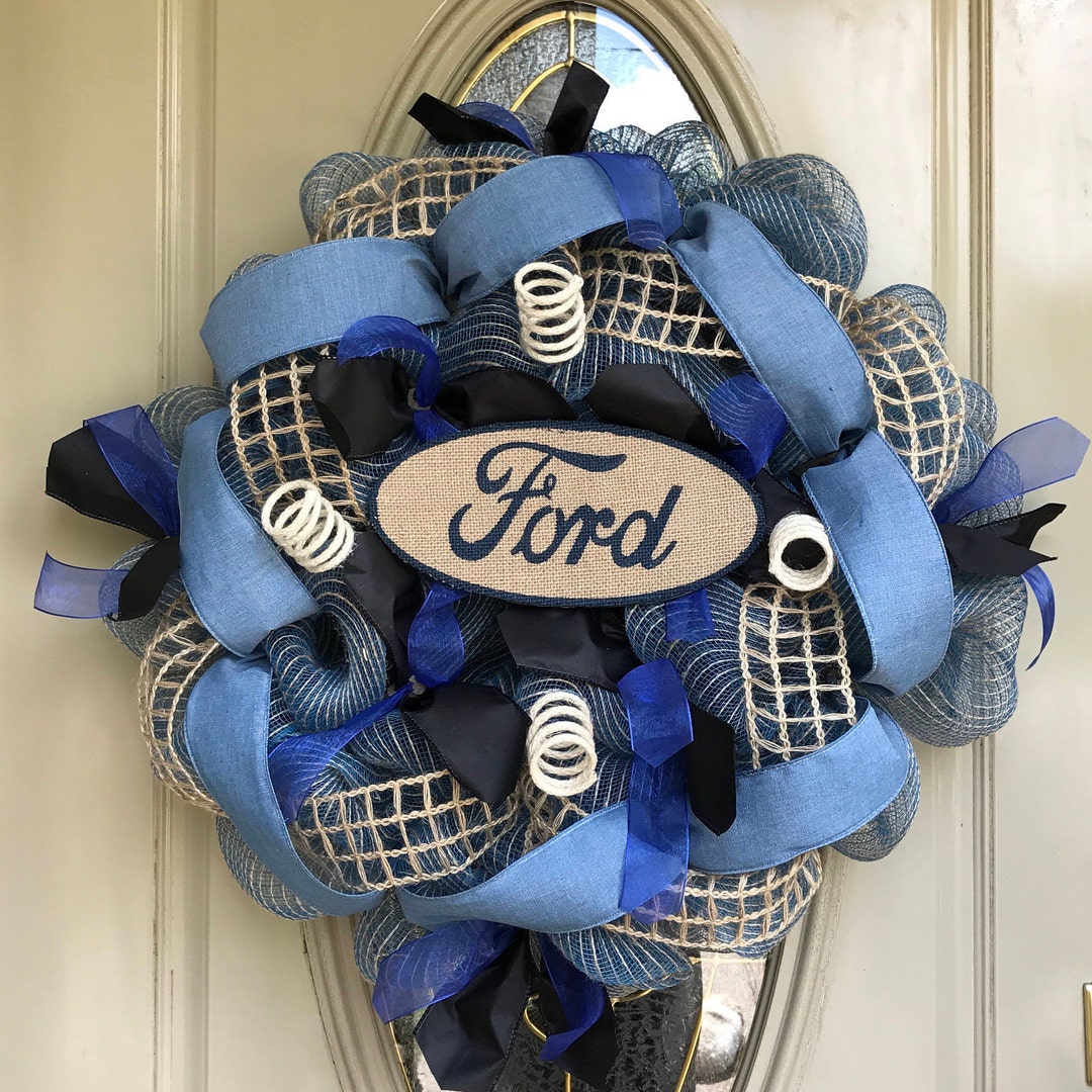 FORD Wreath, Ford Burlap Wreath, Man Wreath, Ford Mesh Wreath, Ford ...