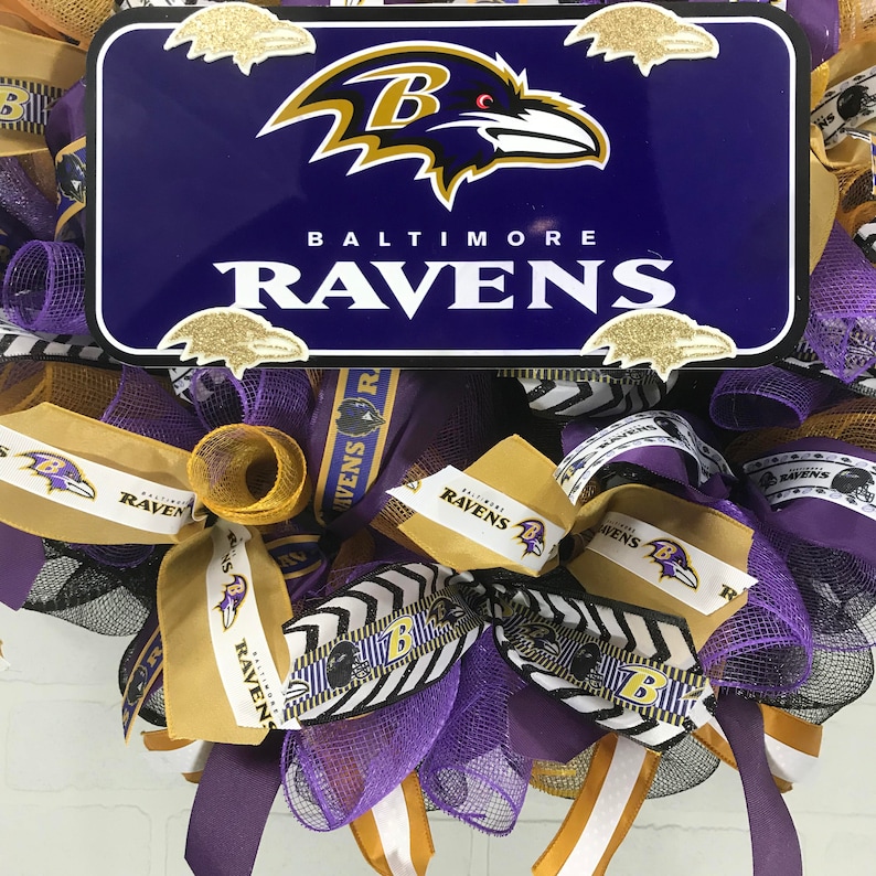 Baltimore Ravens Deco Mesh Wreath Baltimore Ribbon | Etsy
