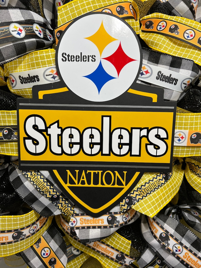 Steeler Wreath Steeler Deco Mesh Wreath Steeler Ribbon - Etsy