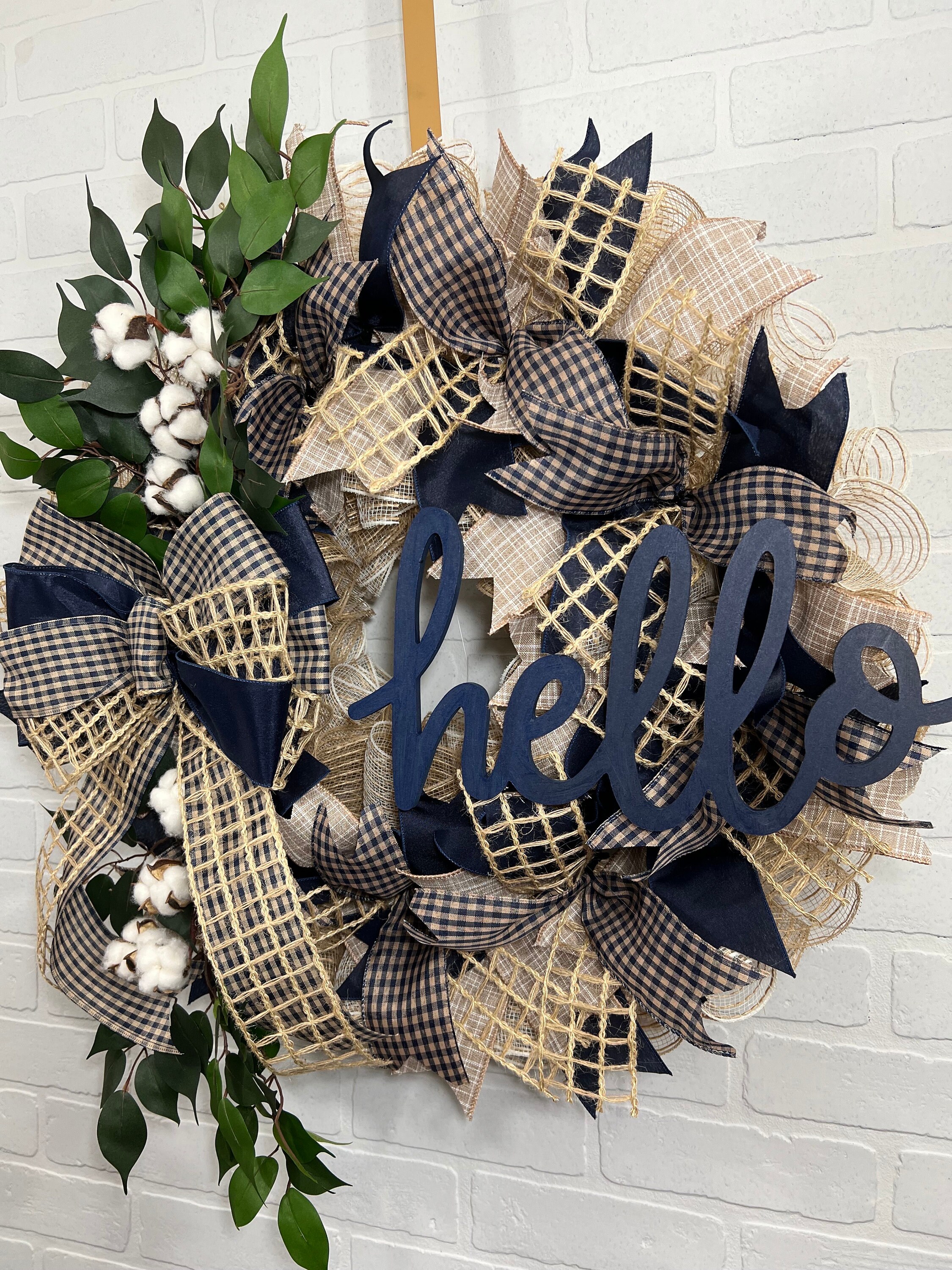 NAVY/DARK BLUE Spring Wreath, Summer Wreath, Farmhouse Decor, Everyday ...