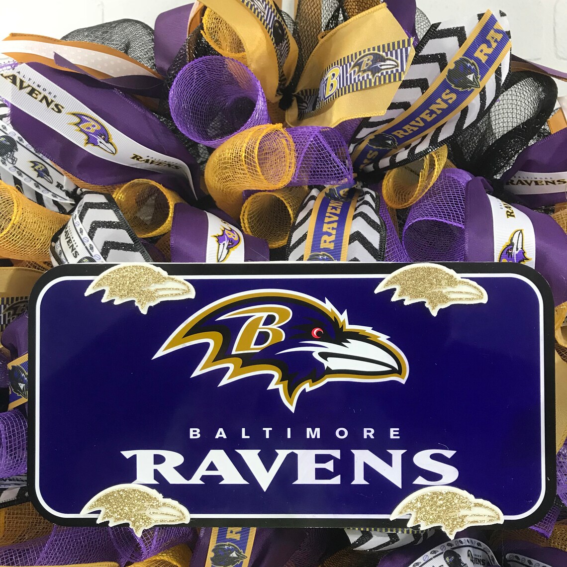 Baltimore Ravens Deco Mesh Wreath Baltimore Ribbon | Etsy