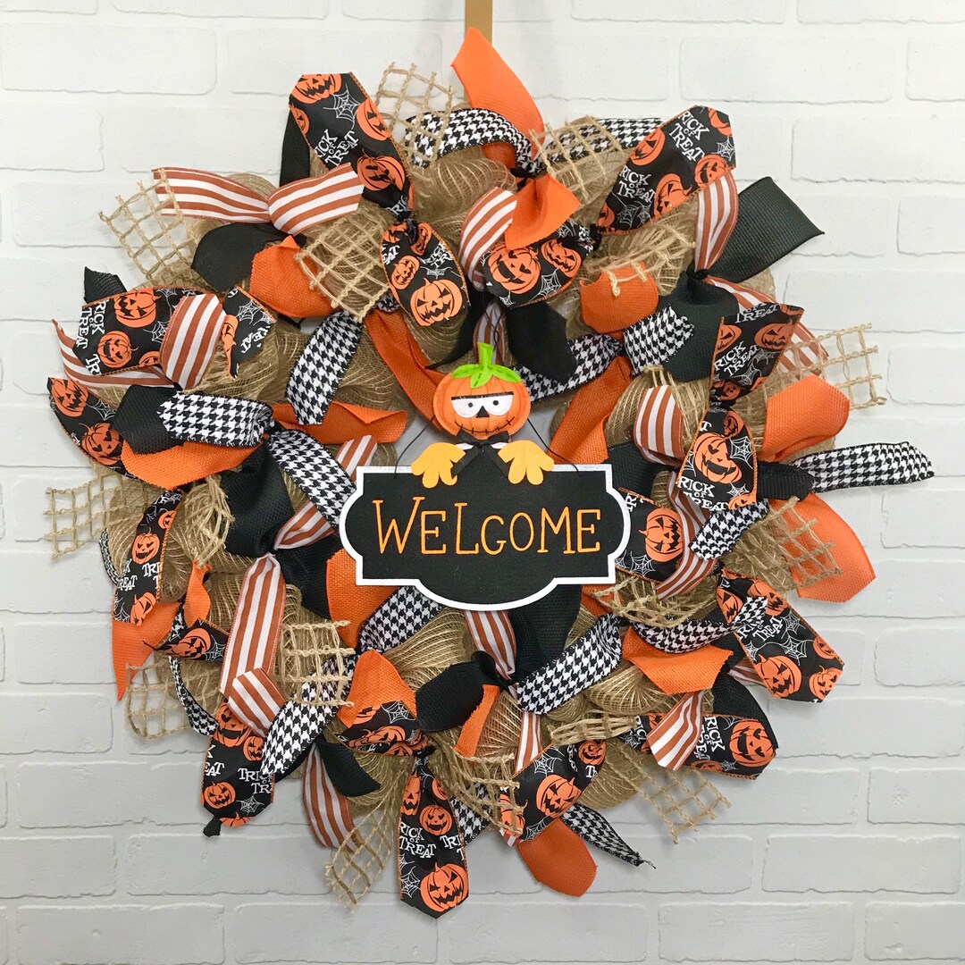 Halloween Wreath, Halloween Decor, Front Door Wreath, Farmhouse ...
