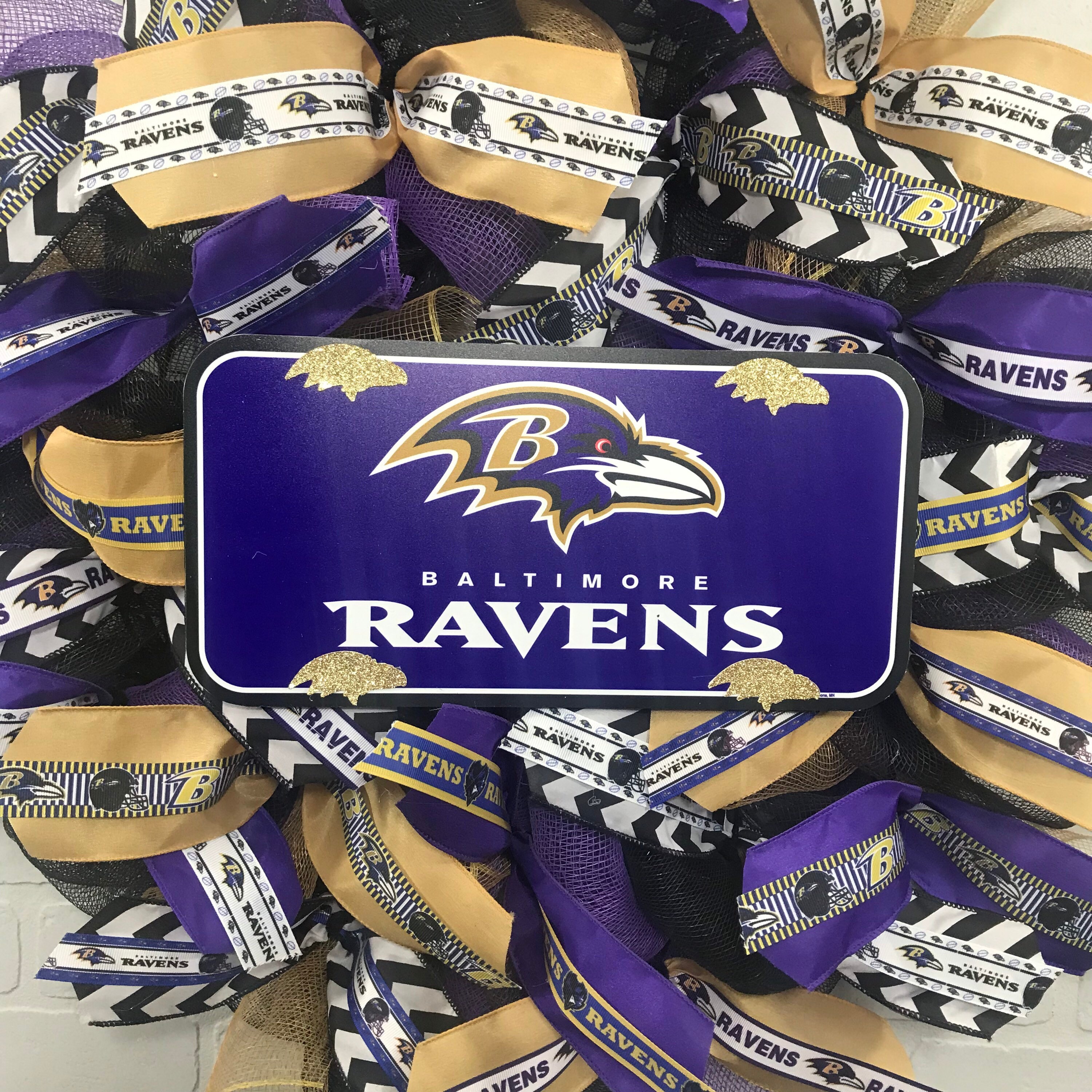 Baltimore Ravens Deco Mesh Wreath Baltimore Ribbon | Etsy