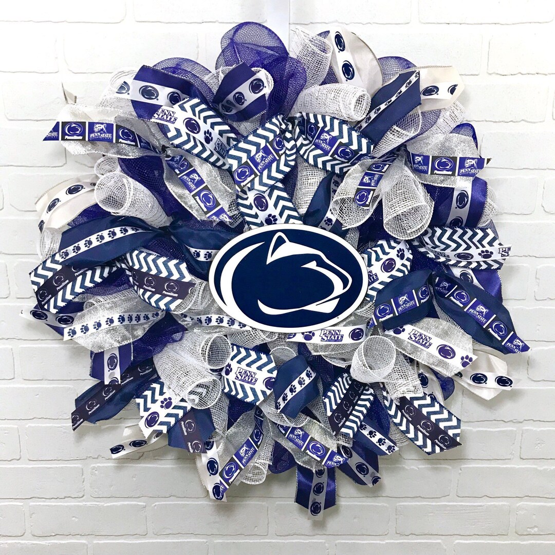 Penn State Wreath, Penn State Deco Mesh Wreath, Penn State Ribbon, Penn ...