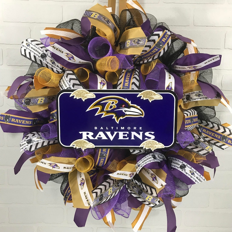 Baltimore Ravens Deco Mesh Wreath Baltimore Ribbon | Etsy