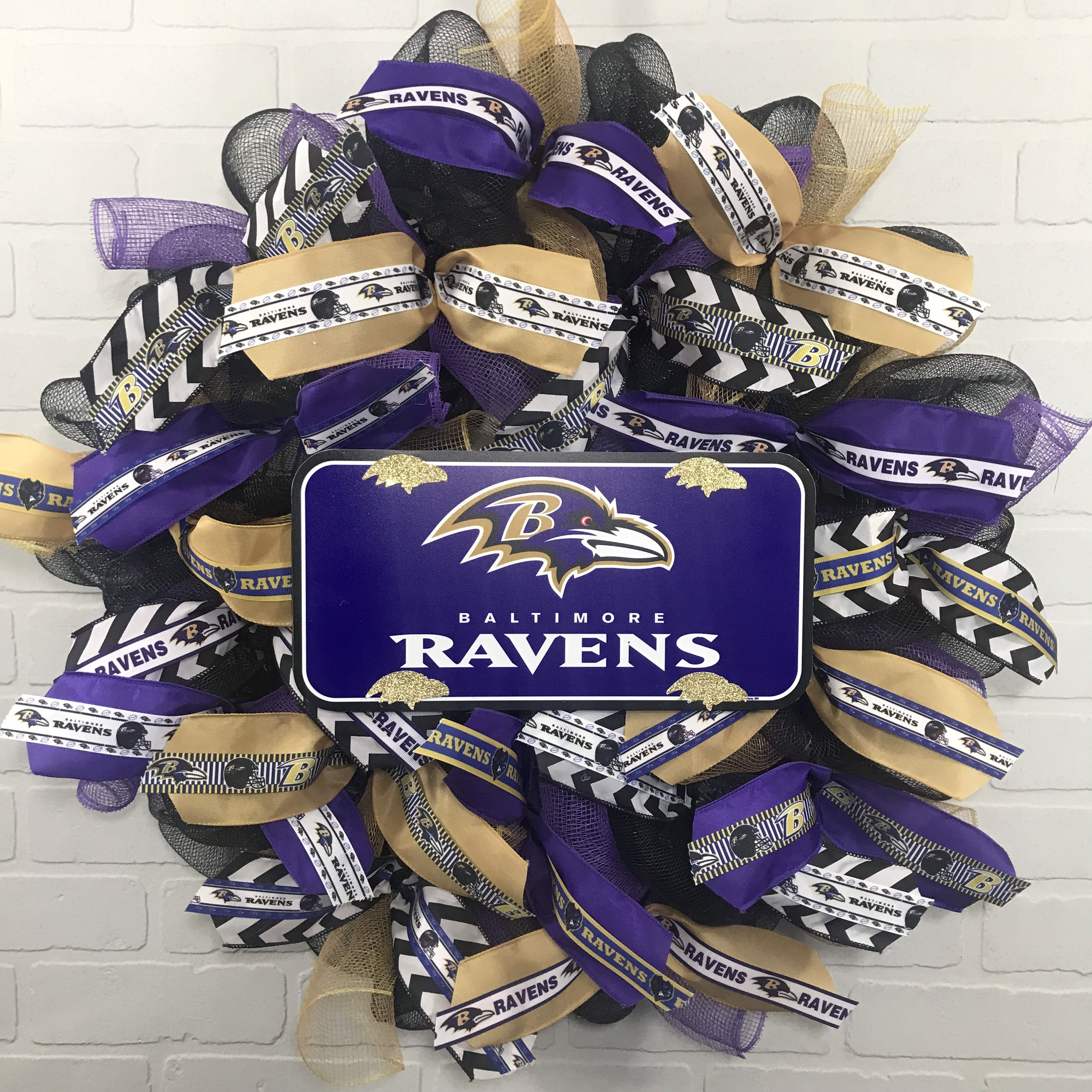 Baltimore Ravens Deco Mesh Wreath Baltimore Ribbon | Etsy