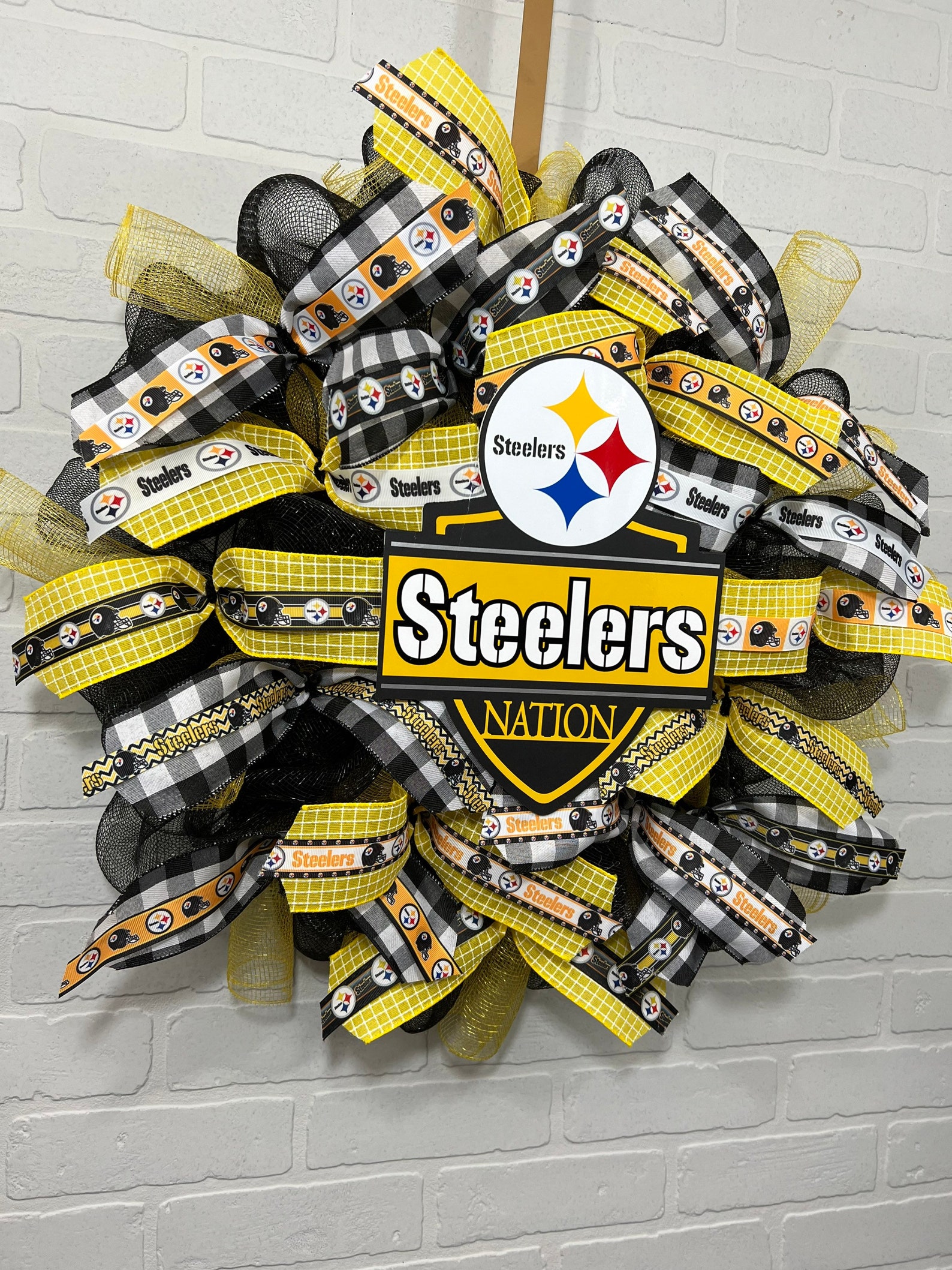 Steeler Wreath Steeler Deco Mesh Wreath Steeler Ribbon - Etsy