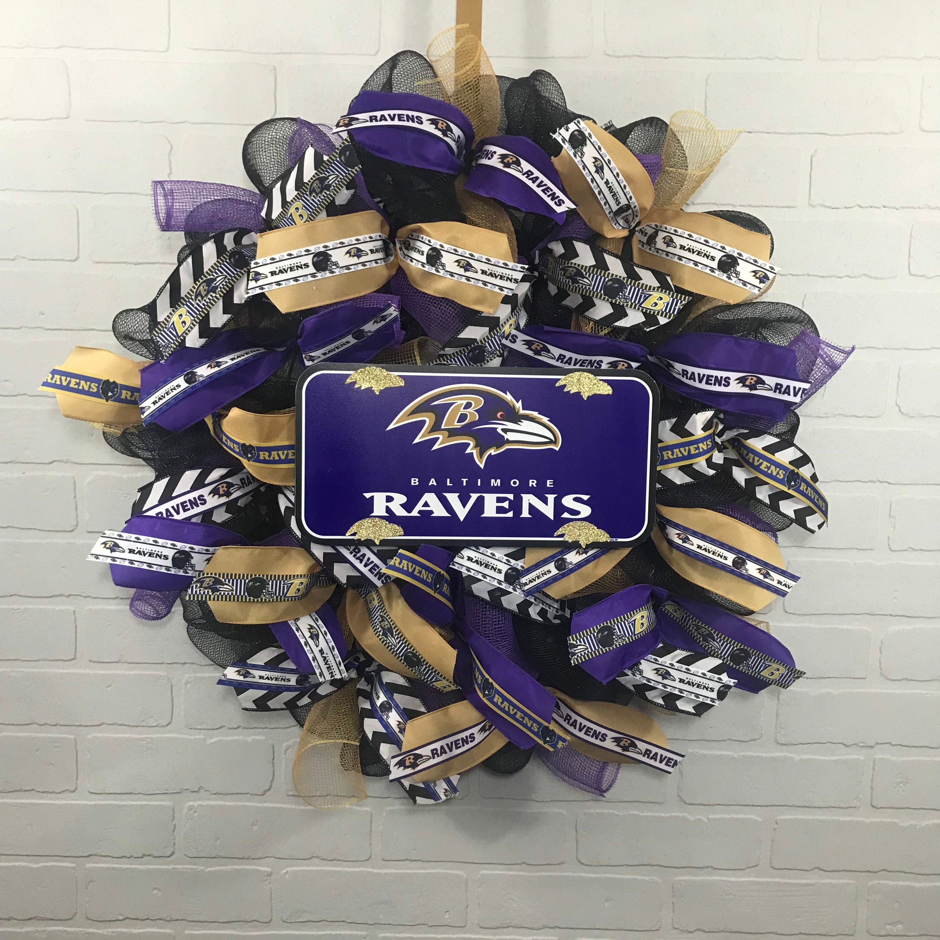 Baltimore Ravens Deco Mesh Wreath Baltimore Ribbon | Etsy