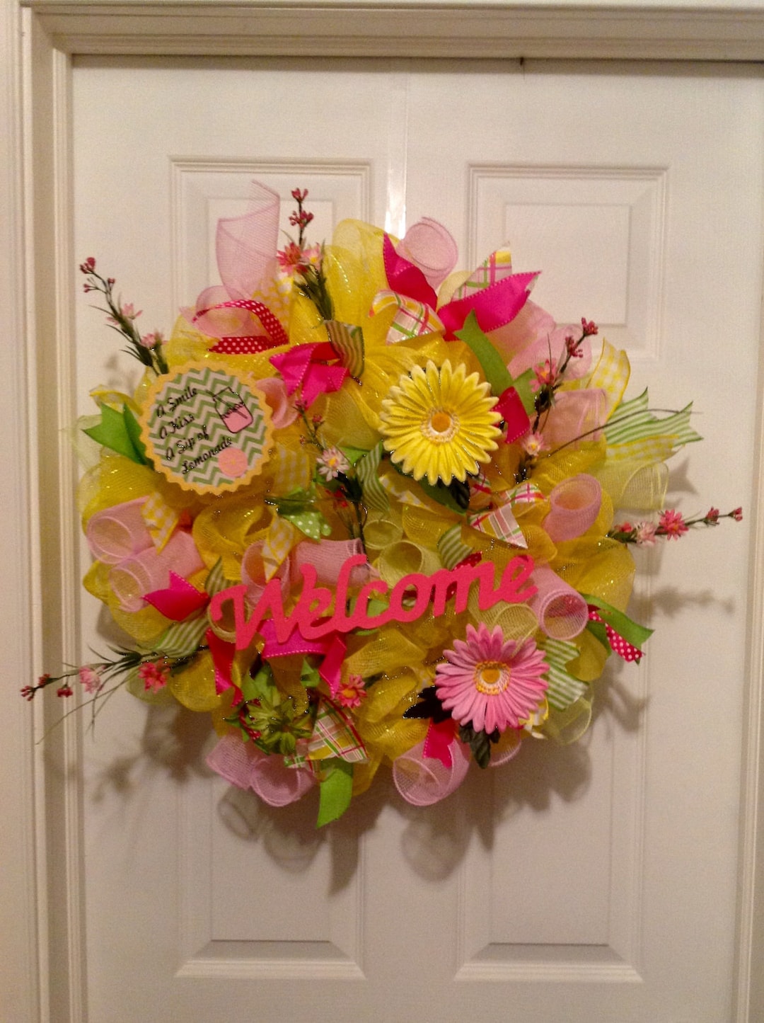 Spring Deco Mesh Wreath, Summer Deco Mesh Wreath, Spring Wreath, Summer ...