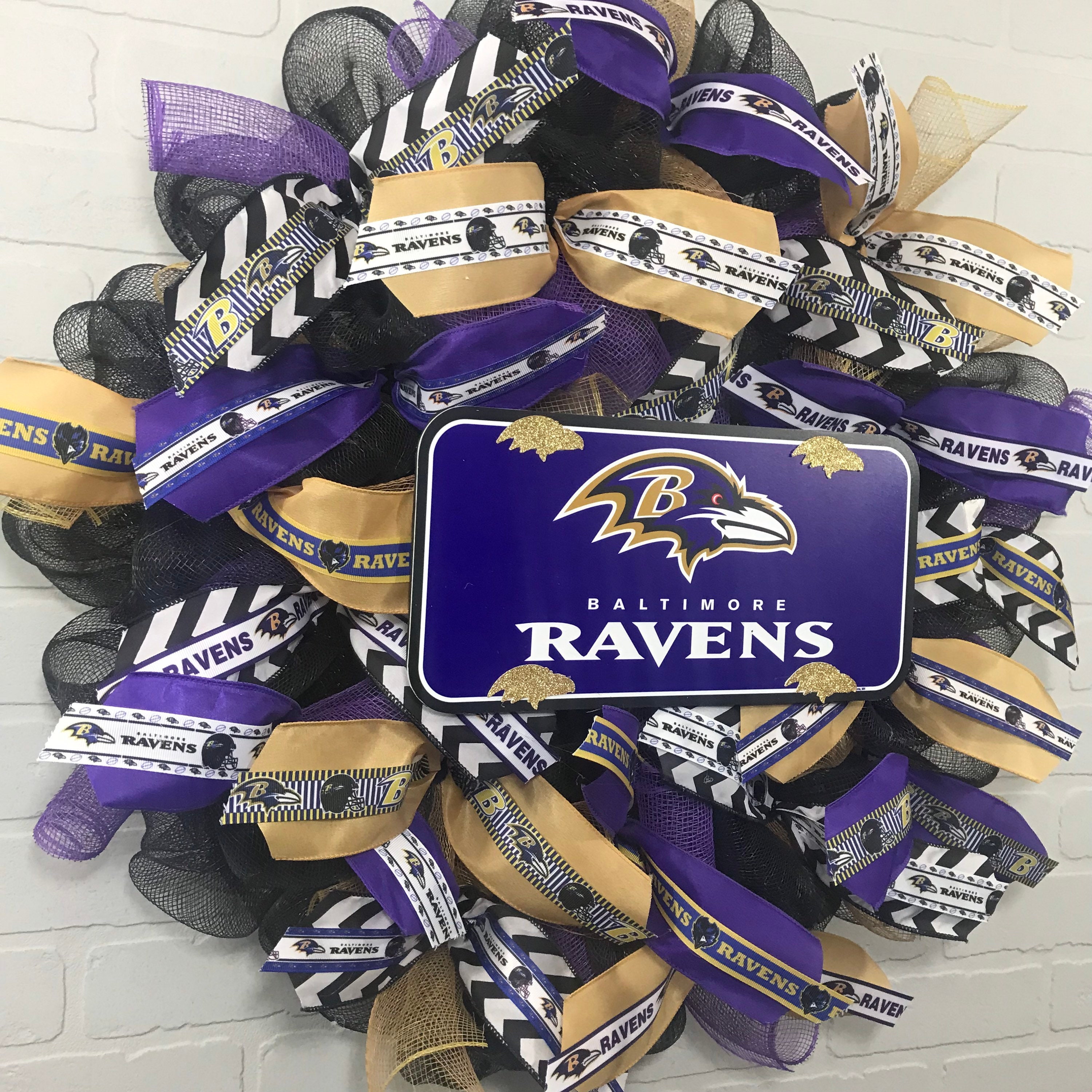 Baltimore Ravens Deco Mesh Wreath Baltimore Ribbon | Etsy
