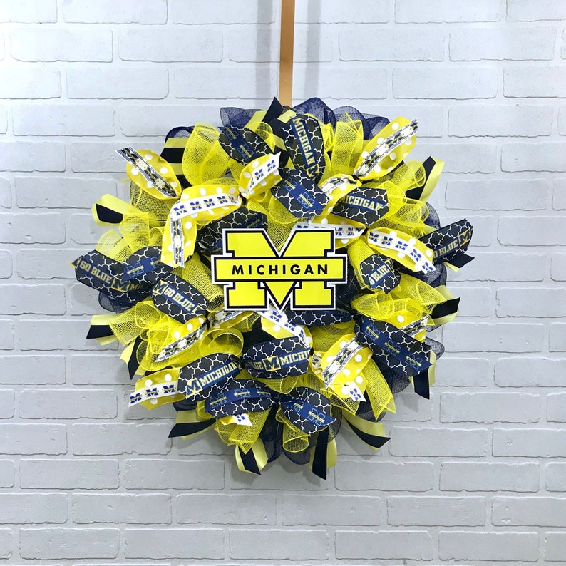 Michigan Wreath Michigan Deco Mesh Wreath Michigan Ribbon | Etsy