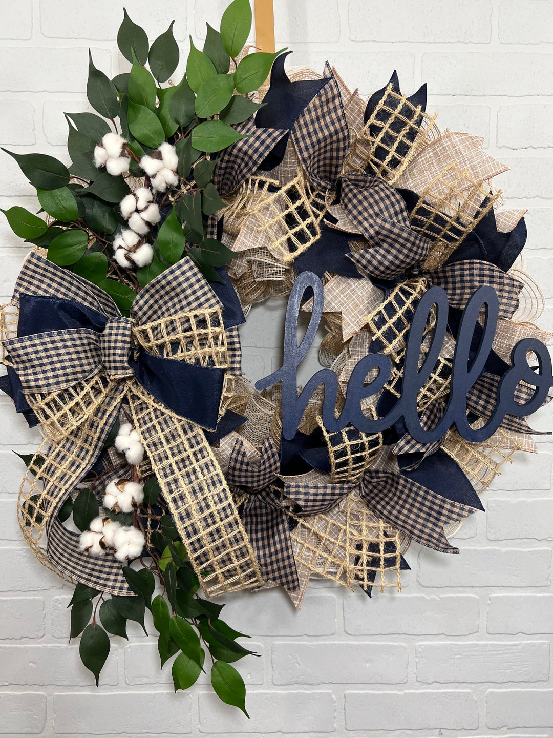 NAVY/DARK BLUE Spring Wreath, Summer Wreath, Farmhouse Decor, Everyday ...