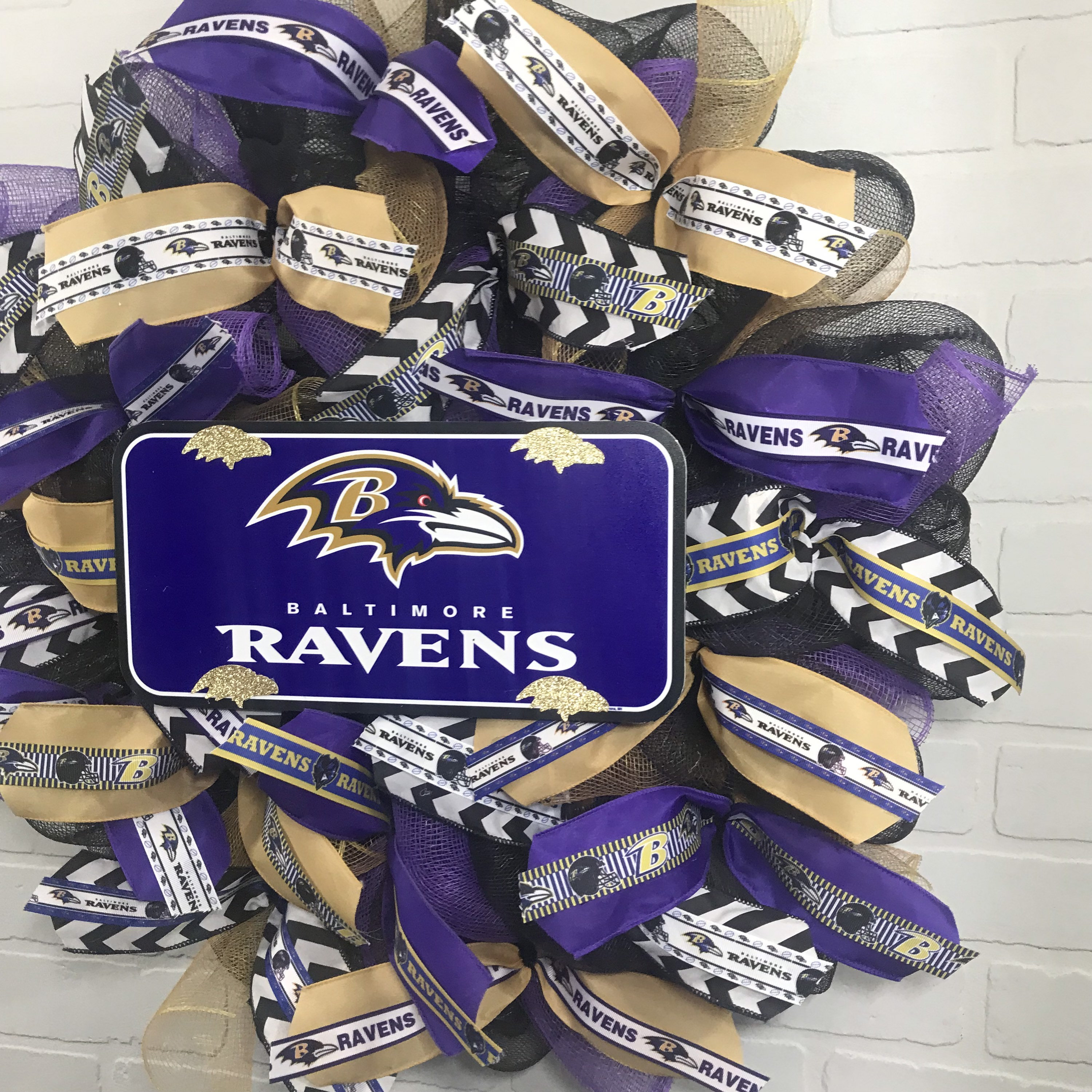 Baltimore Ravens Deco Mesh Wreath Baltimore Ribbon | Etsy