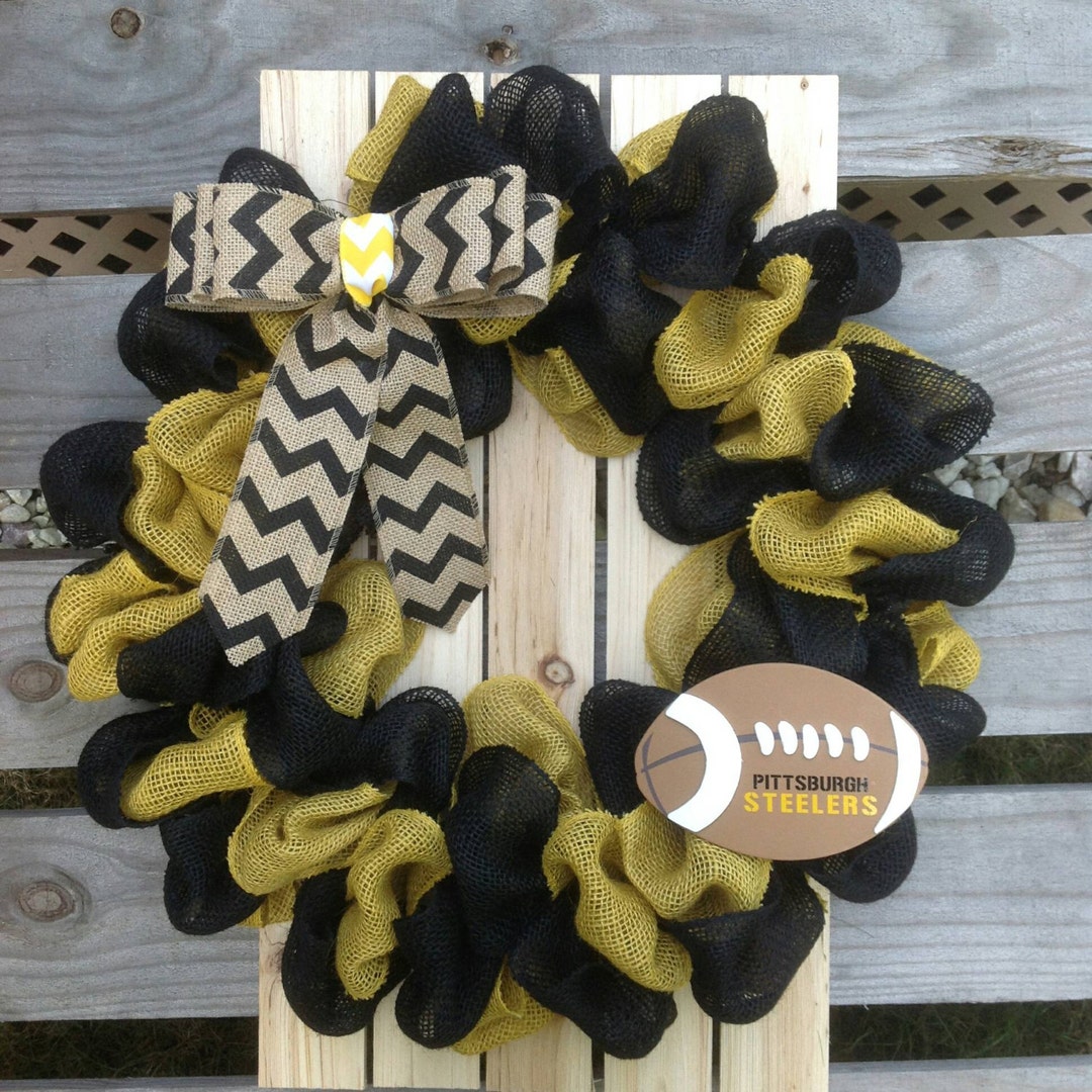Steeler Wreath, Steeler Deco Mesh Wreath, Steeler Ribbon, Steeler ...