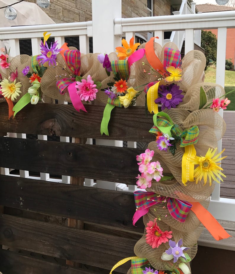 9ft Spring Deco Mesh Garland Summer Garland Summer Mantle - Etsy