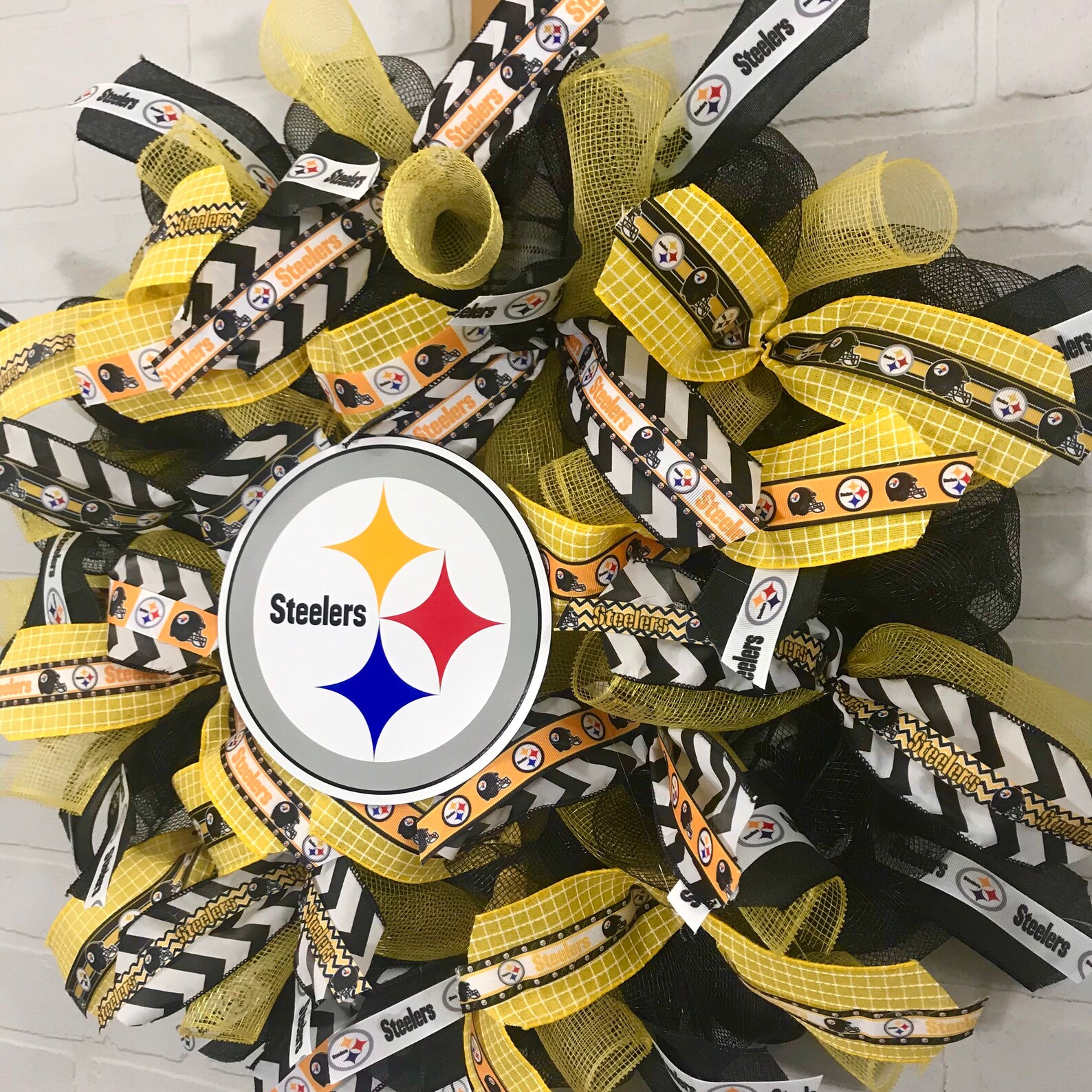 Steeler Wreath Steeler Deco Mesh Wreath Steeler Ribbon - Etsy