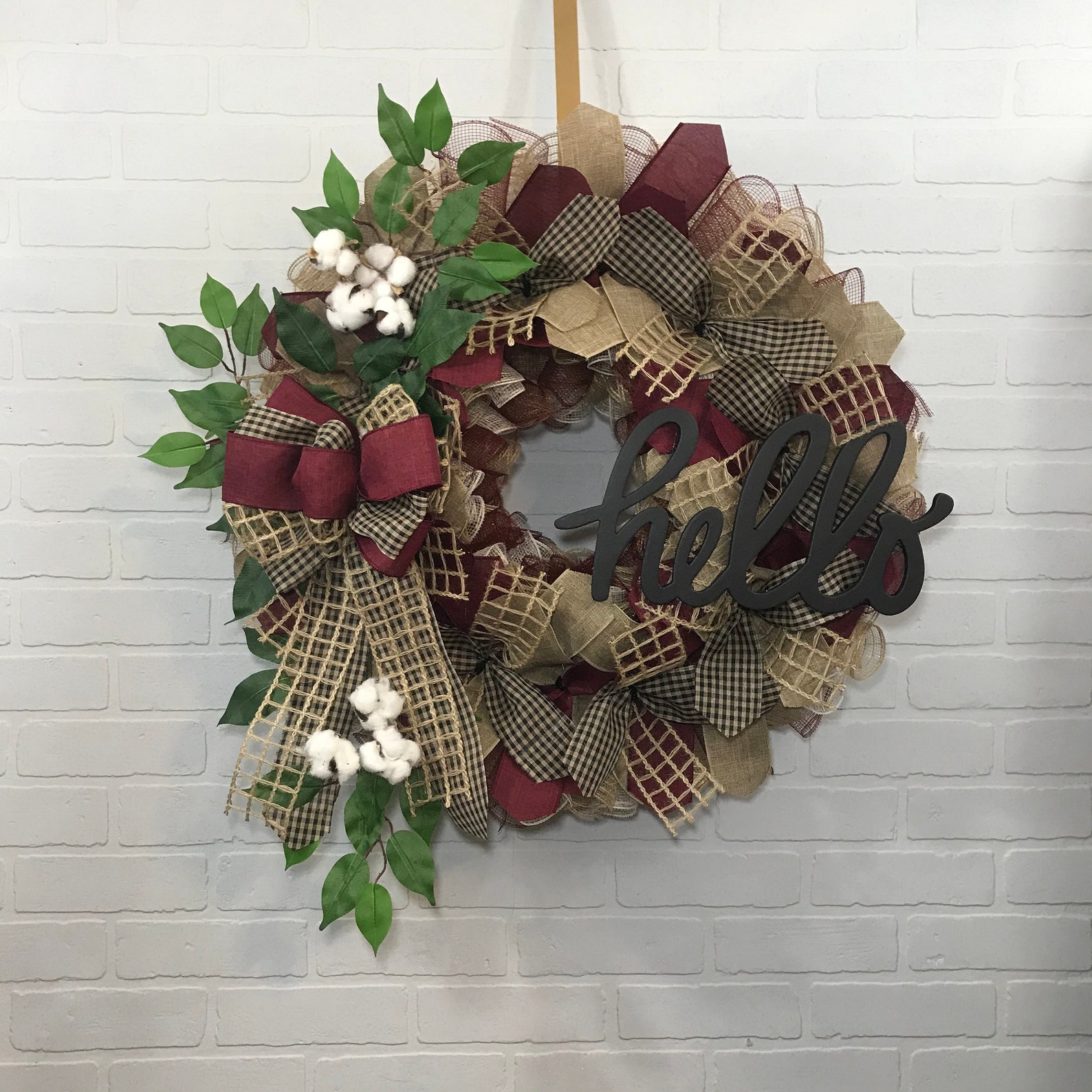 Hello Wreath, Farmhouse Decor, Everyday Wreath, Year Round Wreath ...
