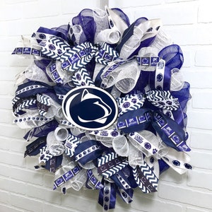 Penn State Wreath, Penn State Deco Mesh Wreath, Penn State Ribbon, Penn ...