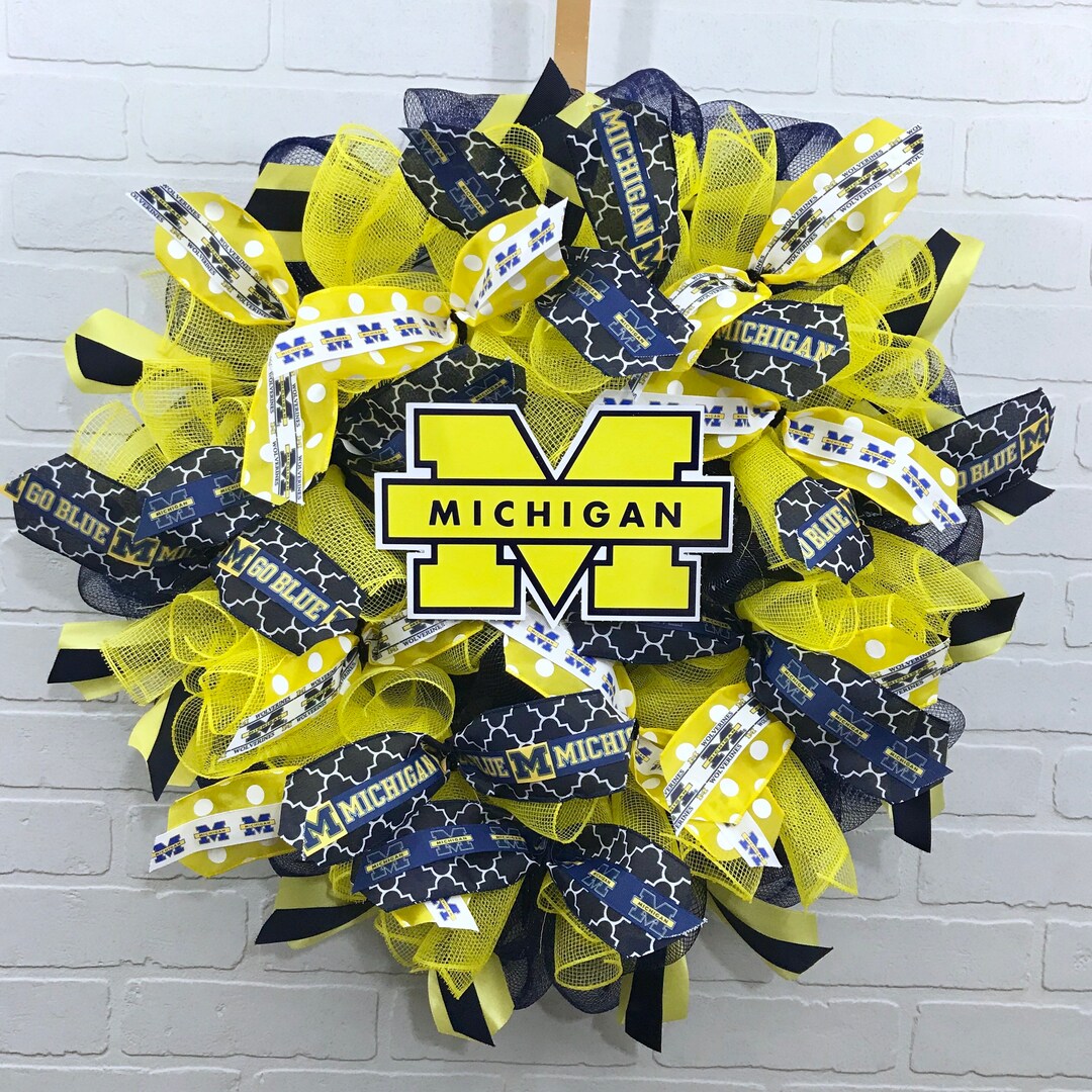 Michigan Wreath, Michigan Deco Mesh Wreath, Michigan Ribbon, Michigan ...