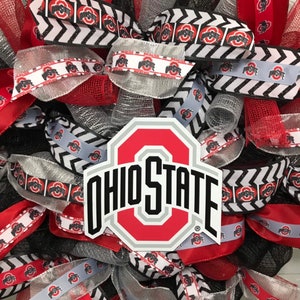 Ohio State Wreath, Ohio State Deco Mesh Wreath, Ohio State Ribbon, Ohio ...