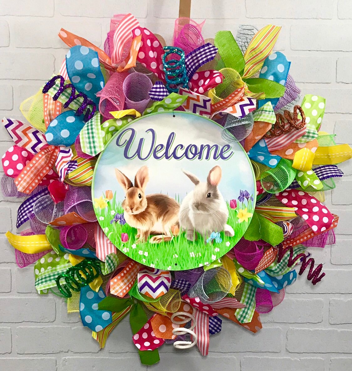 Easter Wreath Easter Decor Spring Wreath Easter Deco Mesh Etsy