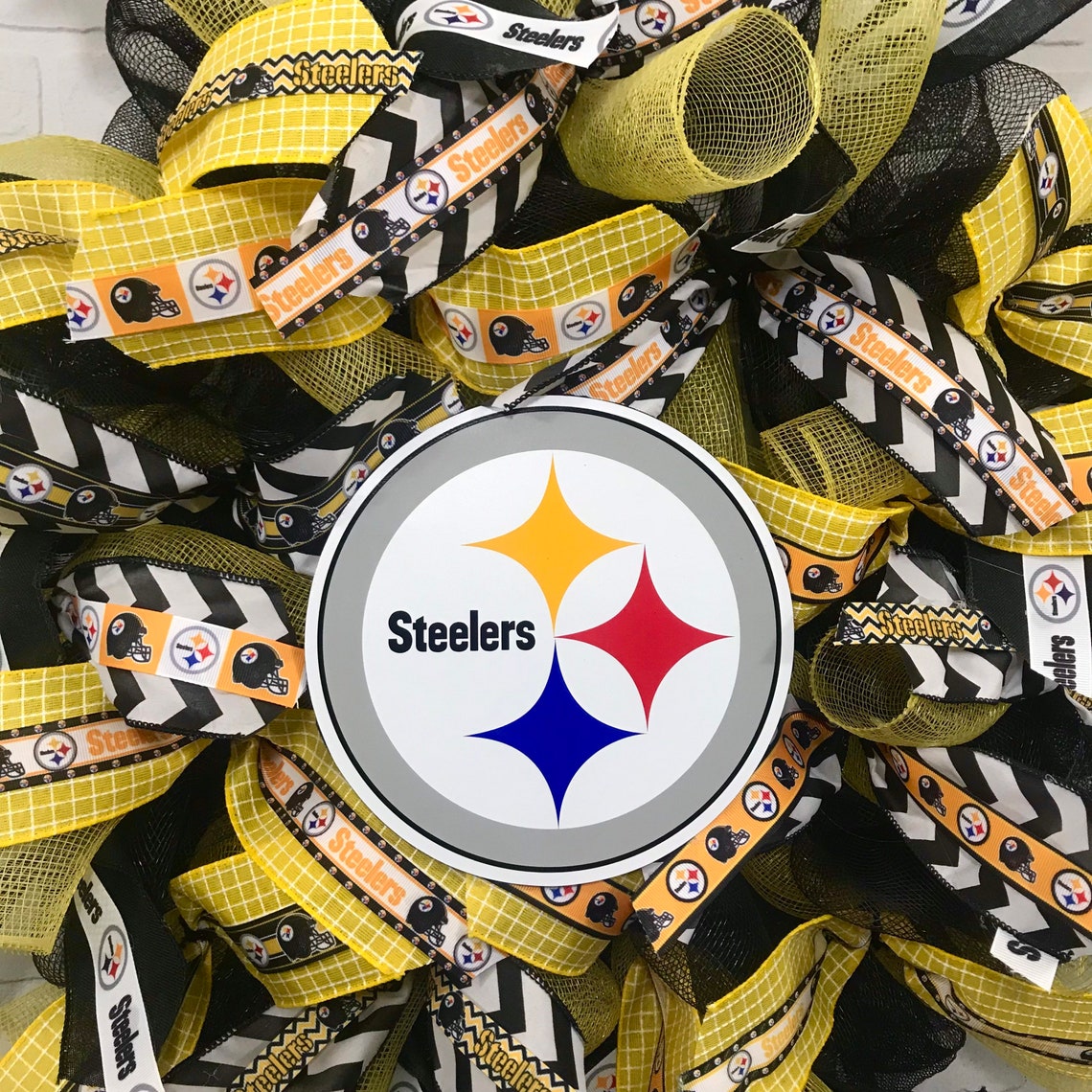 Steeler Wreath Steeler Deco Mesh Wreath Steeler Ribbon - Etsy