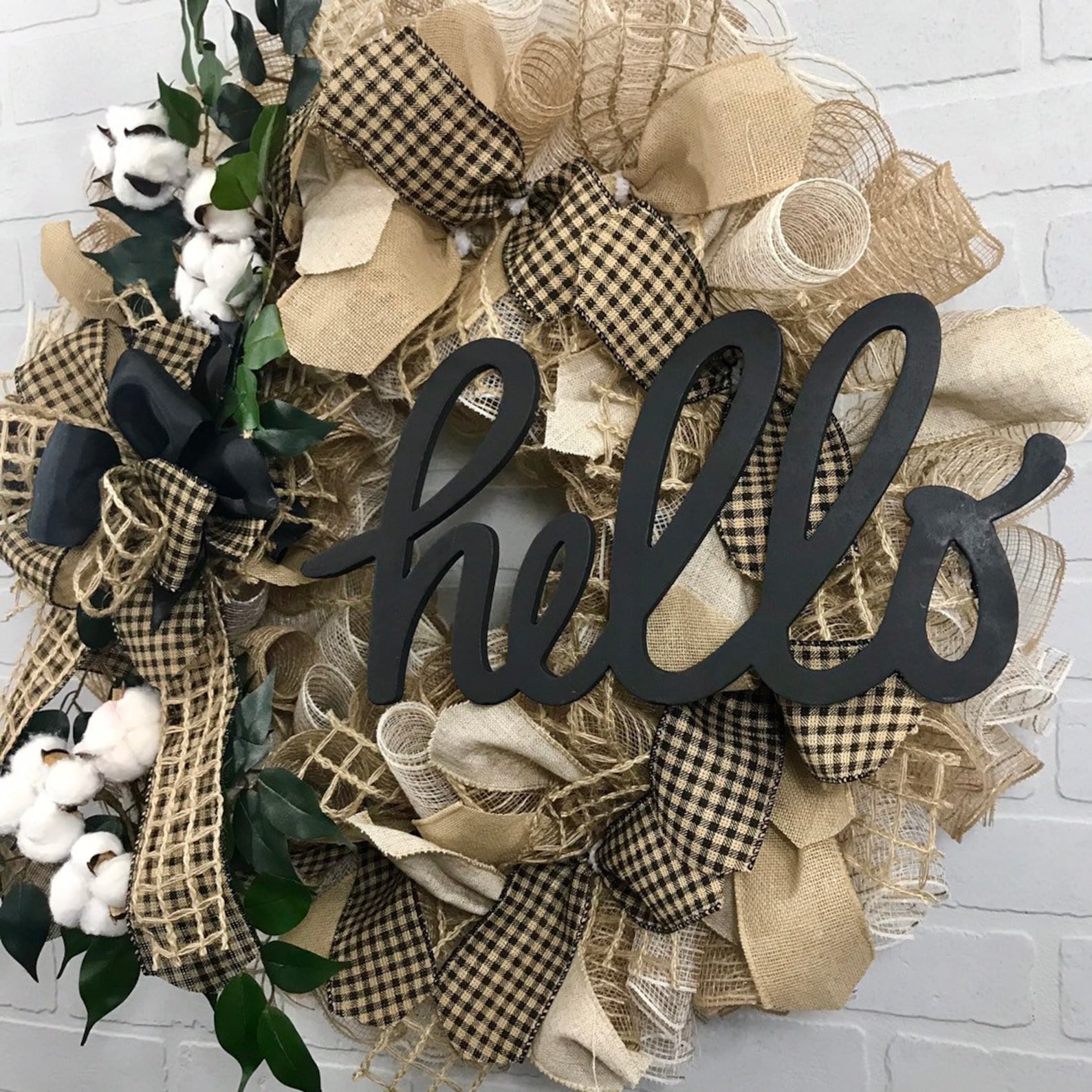 Hello Wreath Farmhouse Decor Everyday Wreath Year Round - Etsy