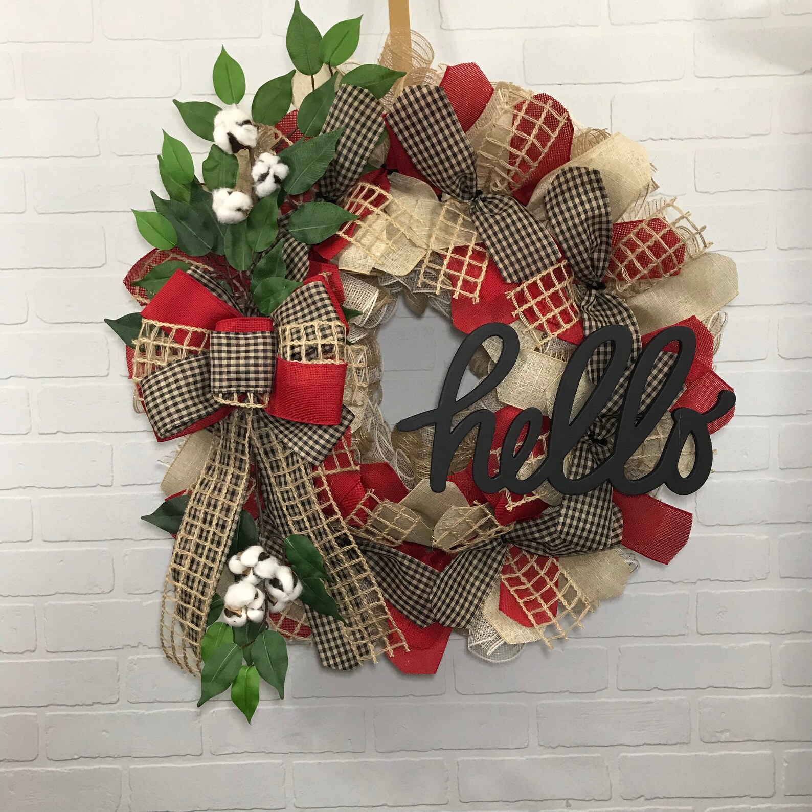 Hello Wreath Farmhouse Decor Everyday Wreath Year Round - Etsy