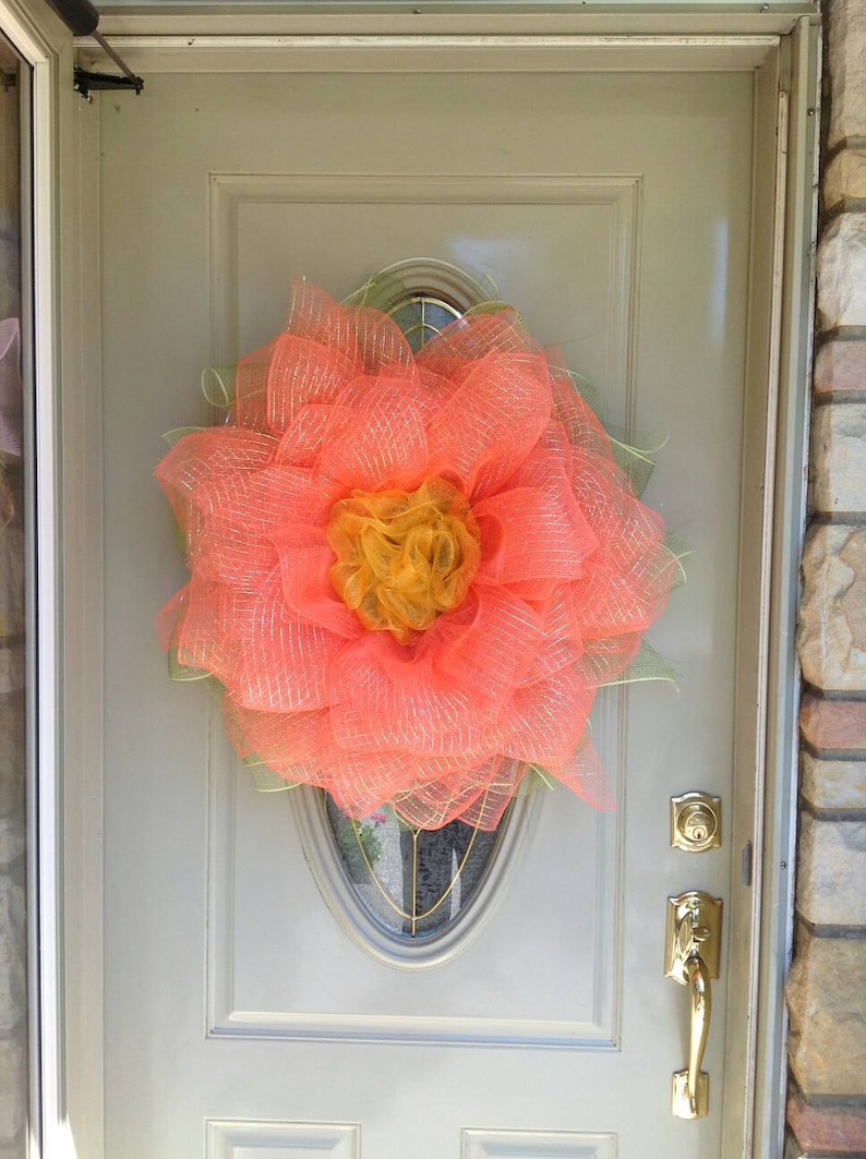 Spring Deco Mesh Wreath, Summer Deco Mesh Wreath, Spring Wreath, Summer ...