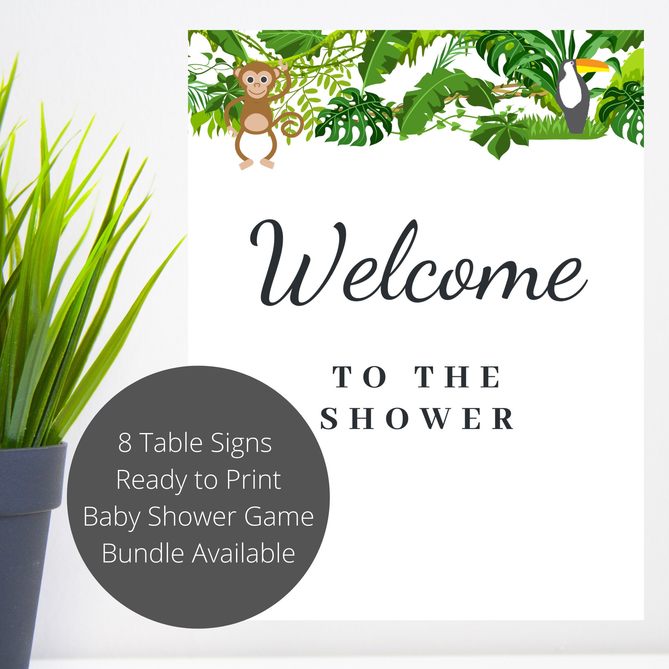Jungle Baby Shower Table Signs set of 8 - Etsy