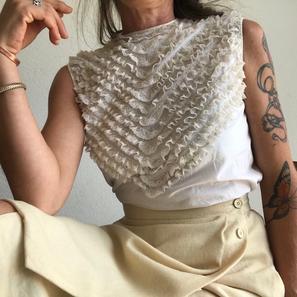 White Cotton Back Button Blouse - Etsy