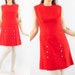 Vintage A-line Dress 1960s Red Mod Dress Trapeze Dress With Buttons ...