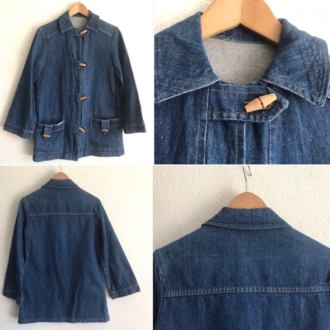 Vintage Toggle Shirt 1970s Denim Jacket With Wood Toggles - Etsy