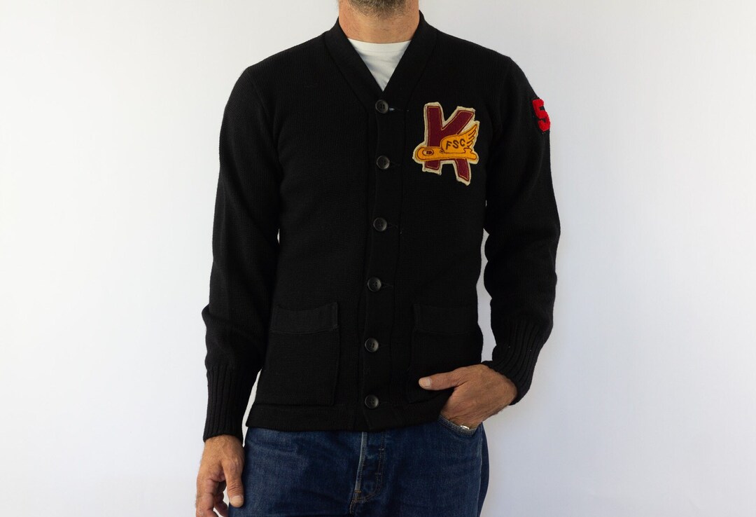 Sand Knit | Vintage Wool Cardigan | 40/50s | Custom Athletic Uniforms ...
