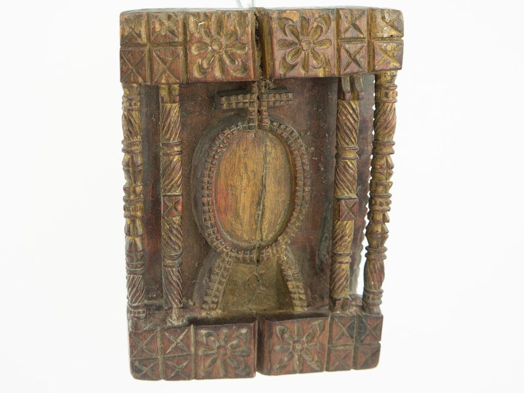 Antique Wooden Reliquary 1900s | Wall Altar Folk Art Shrine | Sacred ...