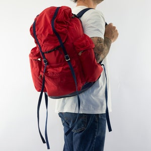 Vintage Backpack 1980s Hiking Bag Red/blue Nylon Rucksack Mountain Bag ...