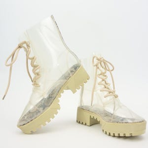 Vintage Clear Plastic Boots | 2000s | PVC Lace up Boots | Transparent ...